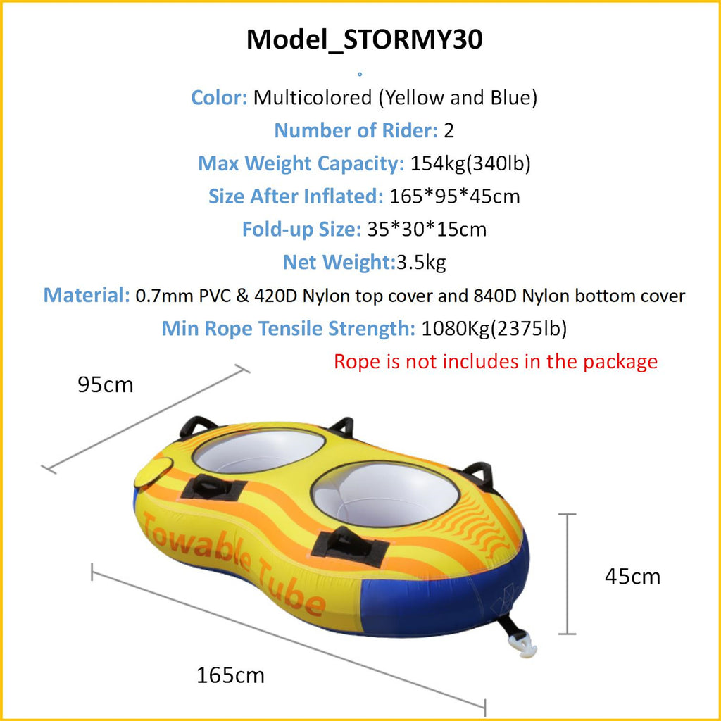 2-Rider Inflatable Towable Booster Tube for Water Boating Fun – Jack's ...
